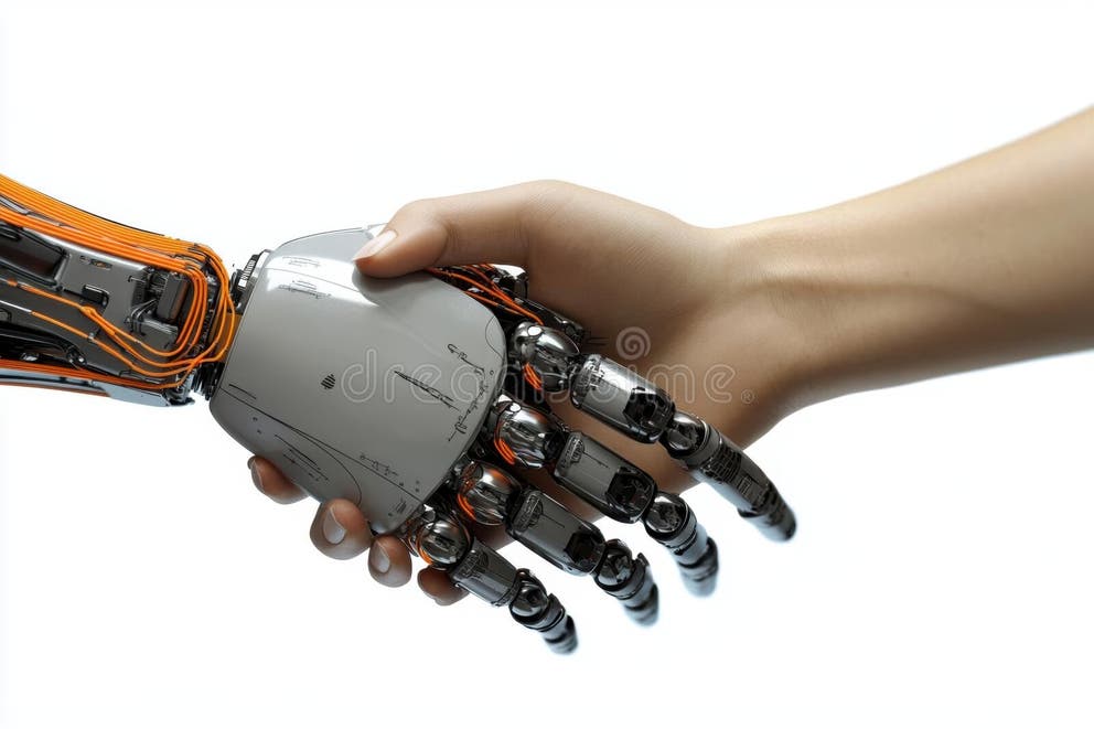 Human Handshaking with Robotic Hand, a Symbiotic Future Stock Image ...