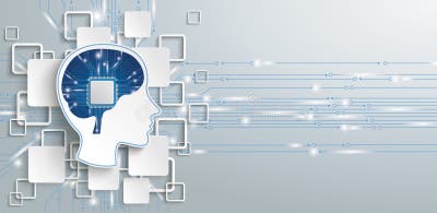 Human Head AI Processor Squares Circuit Header Stock Vector ...
