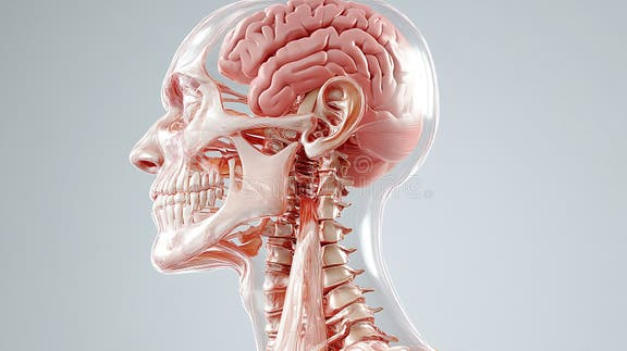 Human Head Anatomy Visualization Medical Illustration of Skull Brain ...
