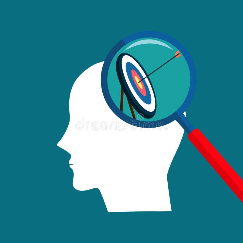Human Head with Arrow on Target. Think of Your Goals Stock Vector ...