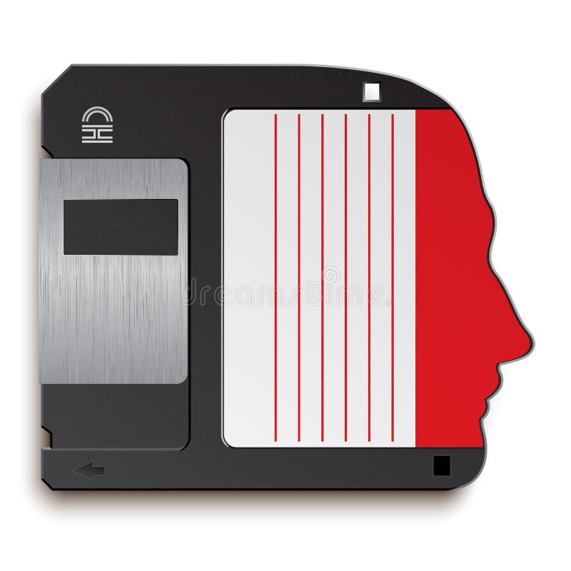 Human head as floppy disks stock vector. Illustration of memory - 54427576