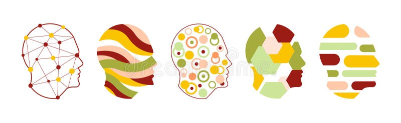 Human Head As Knowledge and Smart Solution Icon Vector Set Stock Vector ...