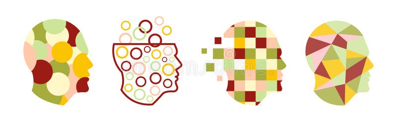 Human Head As Knowledge and Smart Solution Icon Vector Set Stock Vector ...