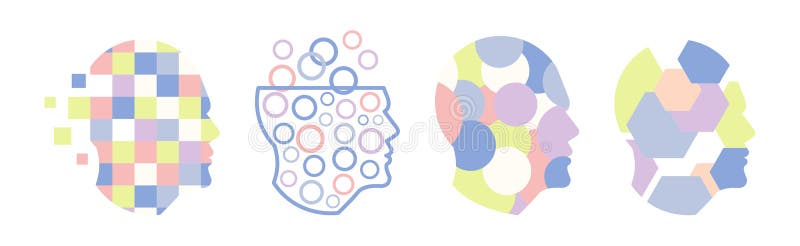 Human Head As Knowledge and Smart Solution Icon Vector Set Stock Vector ...