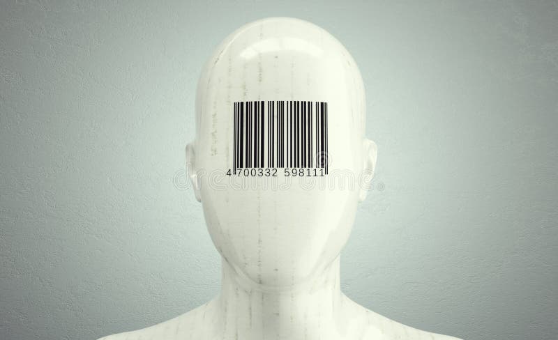 Human Head with Barcode Stamp Stock Illustration - Illustration of ...
