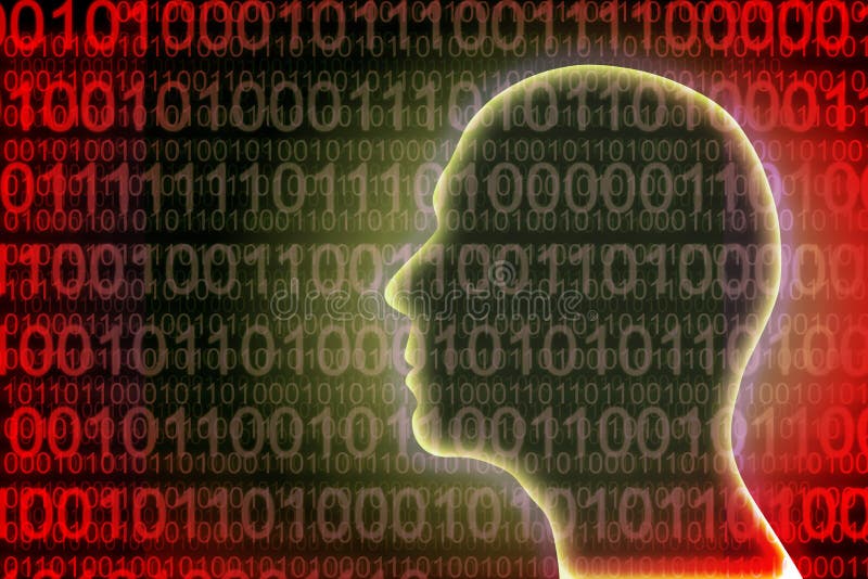 Human Head with Binary Code on the Background - Concept Image Stock ...