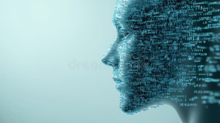 Human Head and Binary Code, Exploring the Intersection of Technology, Digital Innovation ...