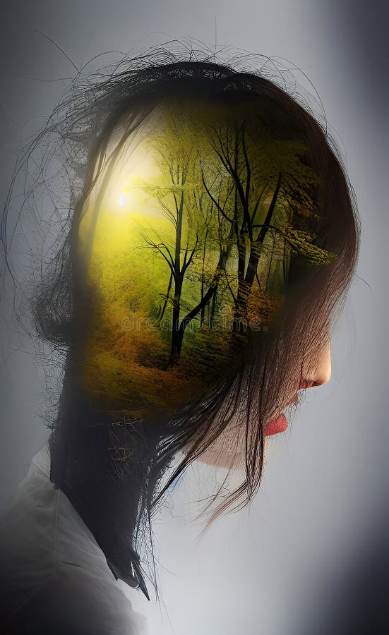 Human Head with Bipolar Mental Disorder Stock Illustration ...