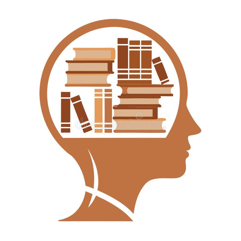 Human Head with Books Illustration: Knowledge, Education, and ...