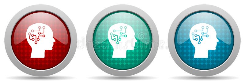 Human Head, Brain, Human, Circuit Vector Icon Set, Glossy Web Buttons ...