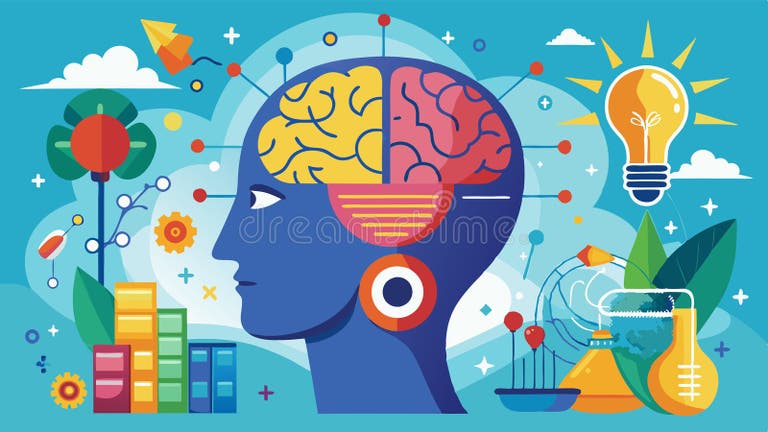 Human Head and Brain. Creation and Idea Concept Stock Vector ...