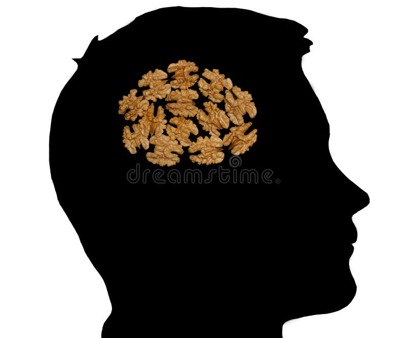 Human Head with Brain Cut Out of Black Cardboard Stock Image - Image of ...