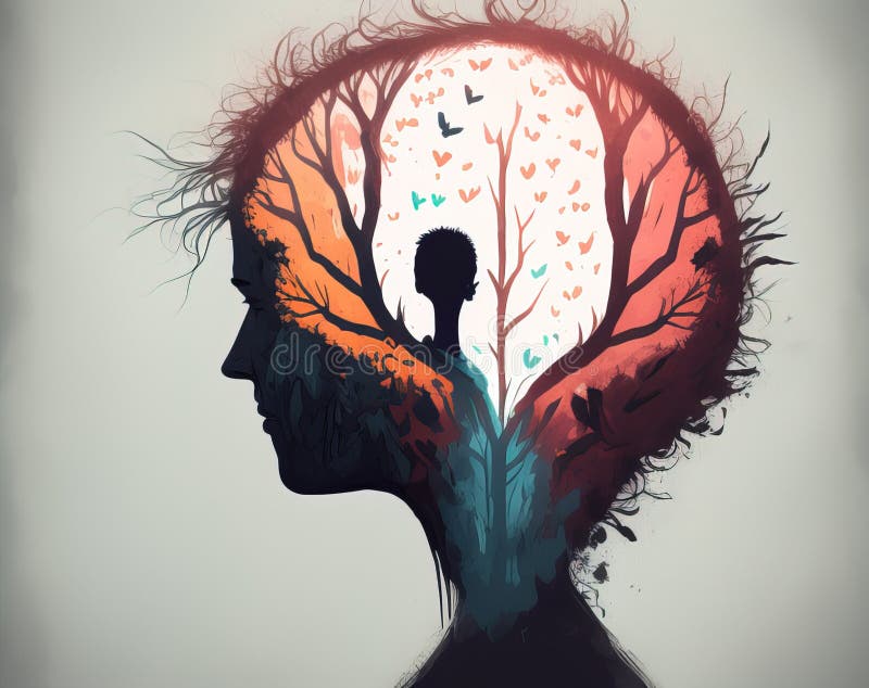 Human Head with Brain. 3 D Rendering Stock Illustration - Illustration ...