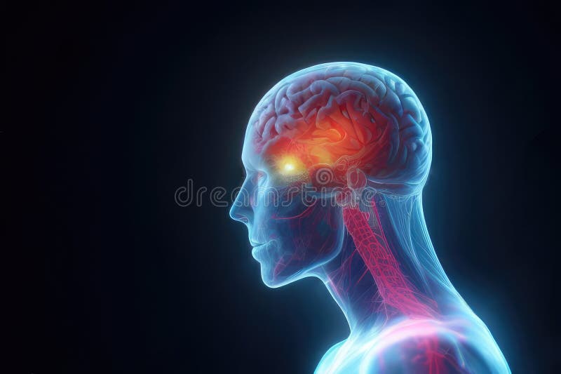Human Head with the Brain Highlighted.flat Vector Illustration Stock ...