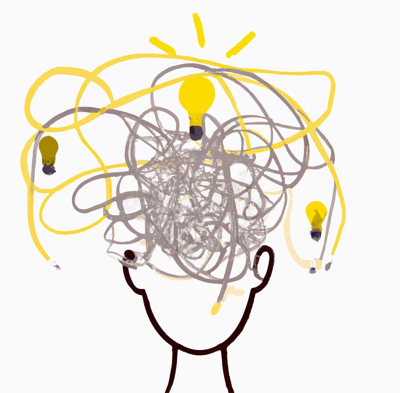 Human Head , Brain and Ideas Concept Stock Illustration - Illustration ...