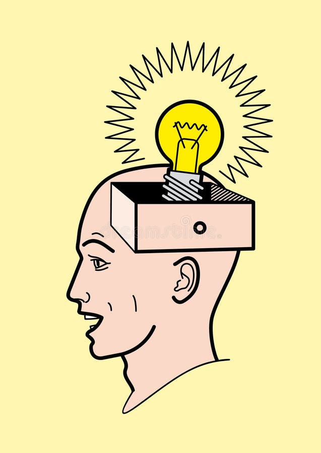 Human Head. the Brain of a Man with an Open Box. Abstract Shape of a ...