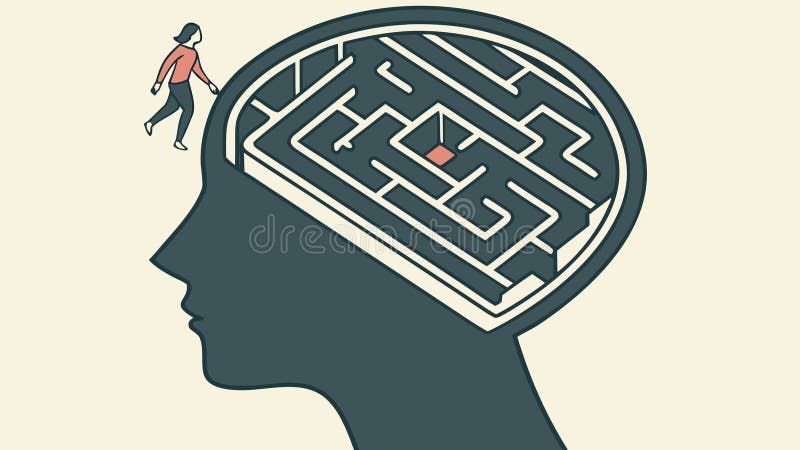 Human Head with Brain Maze Cognitive Challenges, Vector Design Generative AI Stock Vector ...