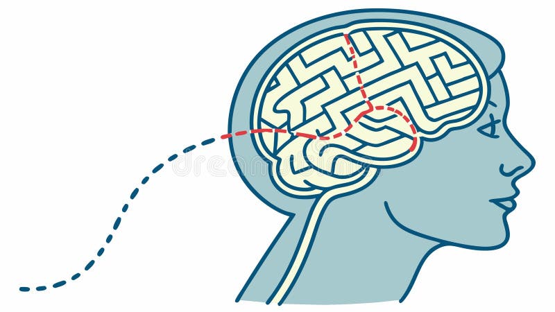 Human Head with Brain Maze, Thinking and Problem Solving, Vector Design ...