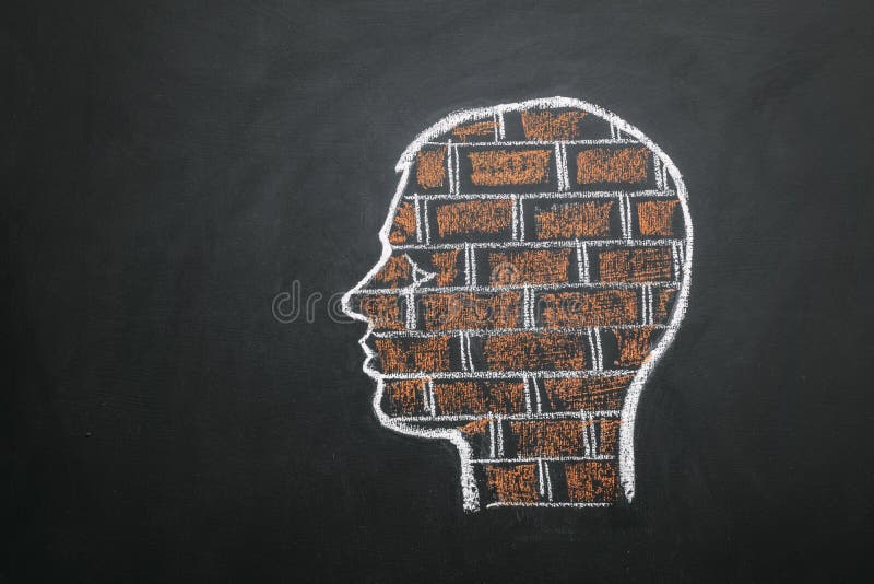 Human Head with Brick Wall. Mental Block Stock Photo - Image of ...