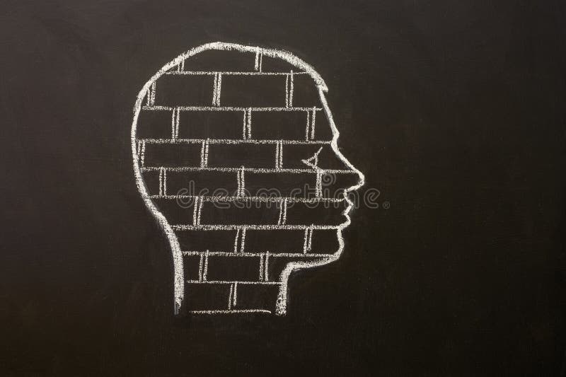 Human Head with Brick Wall. Mental Block Stock Photo - Image of brain ...