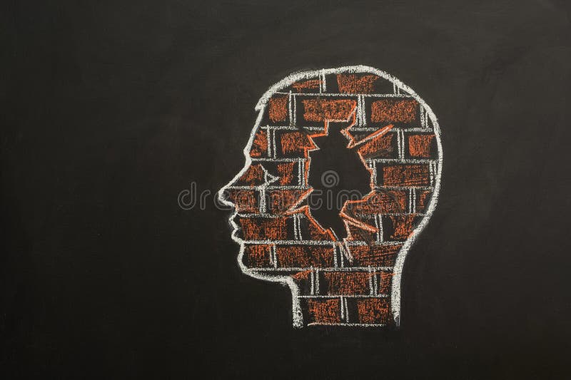 Human Head with Brick Wall. Mental Block Stock Photo - Image of access ...