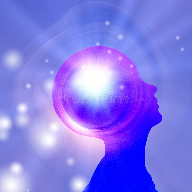 Human Head with Bright Light Stock Illustration - Illustration of ...
