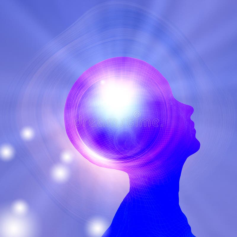 Human Head with Bright Mind Stock Illustration - Illustration of brain ...