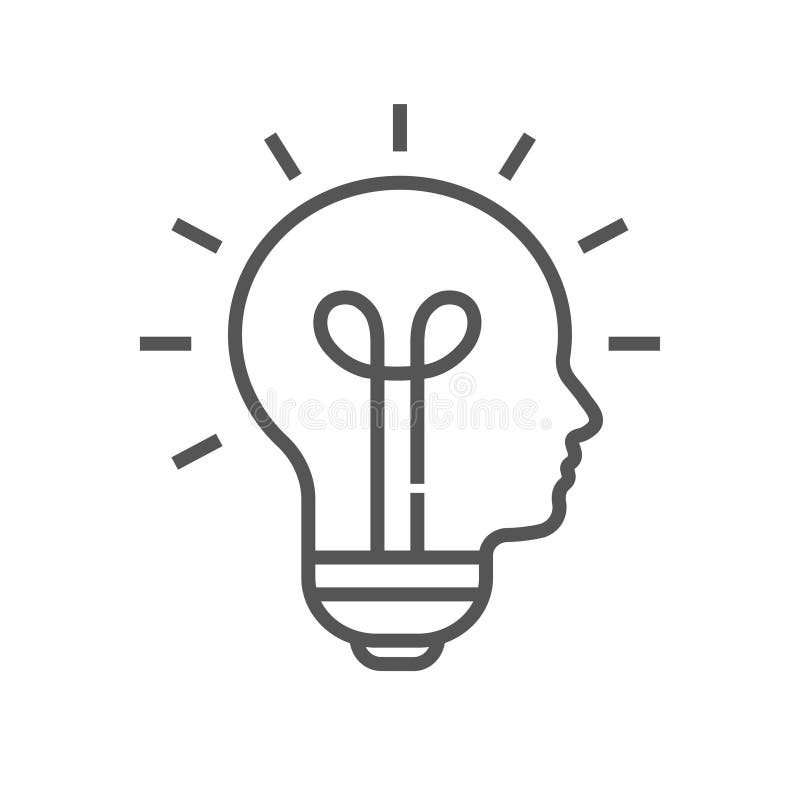 Icon with Light Bulb, Human Heads. Creative Idea, Mind, Thinking Logo ...