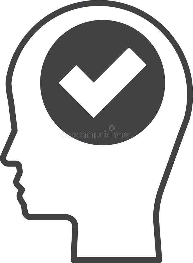 Human Head and Check Mark Illustration in Minimal Style Stock Vector ...