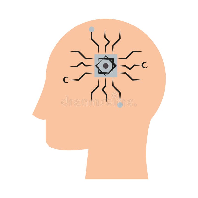 Human Head with Chip Technology Vector Illustration Stock Vector ...