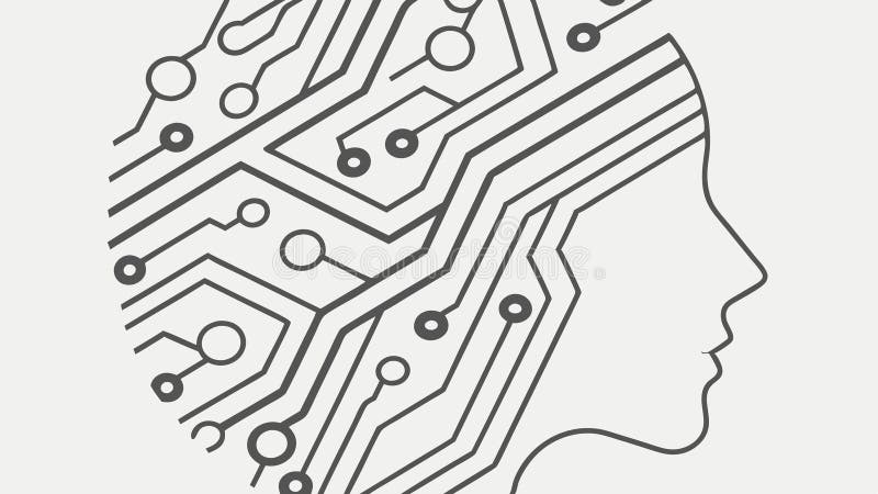 Human Head with Circuit Board Brain AI Vector Concept, Vector Design ...