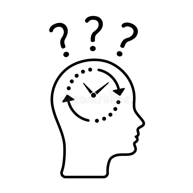 Human Head with Clock and Question Marks, Time Pressure and Decision ...