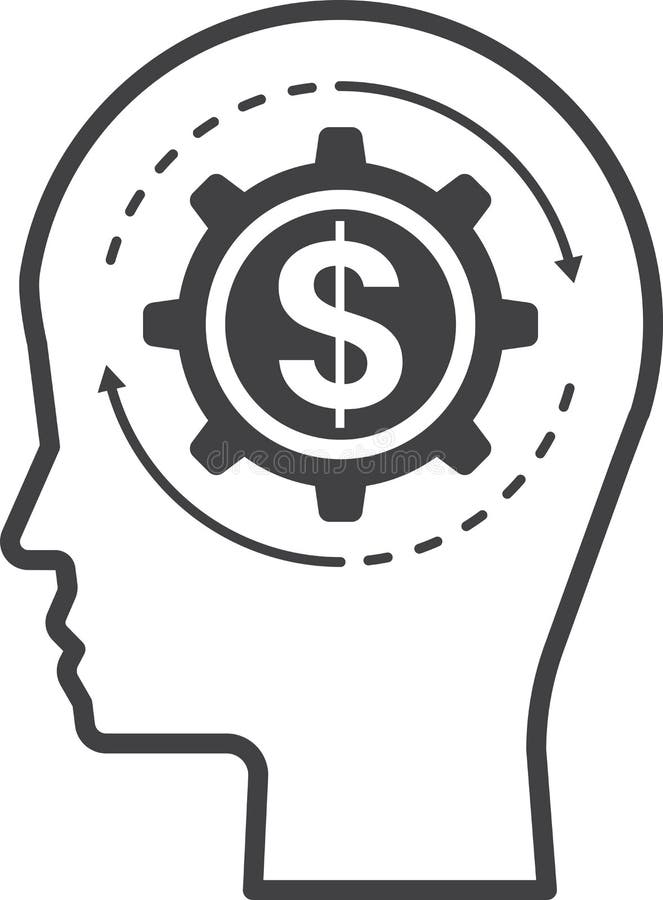 Human Head and Cog Illustration in Minimal Style Stock Vector ...