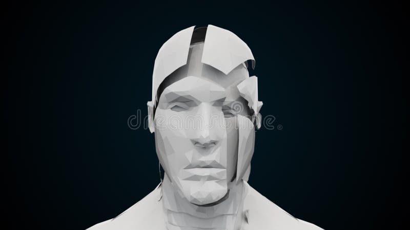 Futuristic Human Head with Collapsing Face. Computer Generated Modern ...