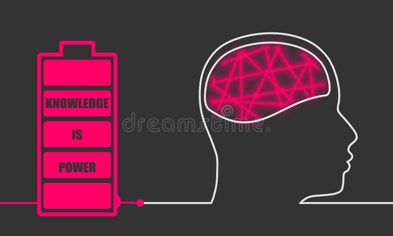 Human Head Connected with Full Level Energy Battery Stock Vector ...