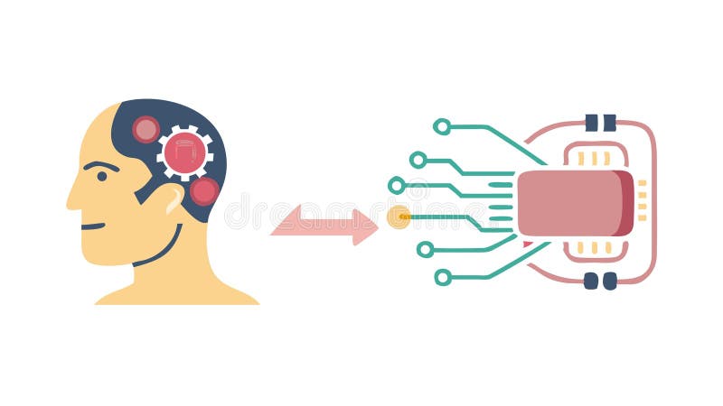 Human Head Connected To Tech, Brain-Computer Interface, Vector Design Generative AI Stock Vector ...