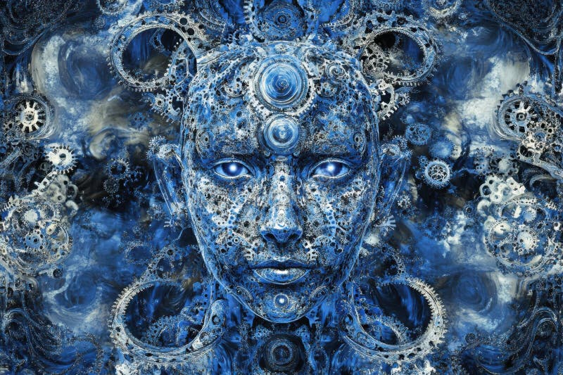 Human Head Contour Filled with Interlocking Gears and Cogs Symbolizes ...