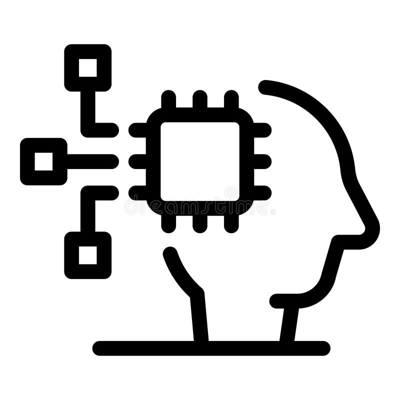 Human Head with Cpu Receiving Data from Network Stock Vector ...