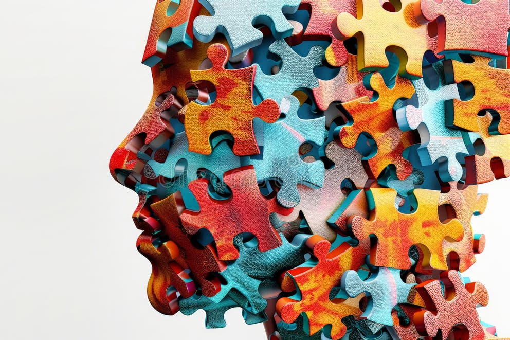 A Human Head Crafted from Interlocking Puzzle Pieces, Showcasing ...