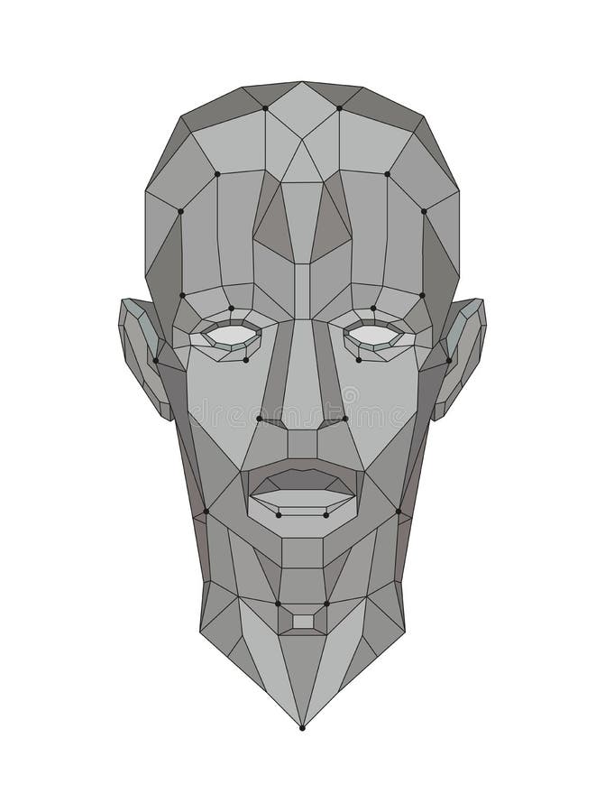Human Head Created in Low Poly Style. Man Face Polygon Light ...