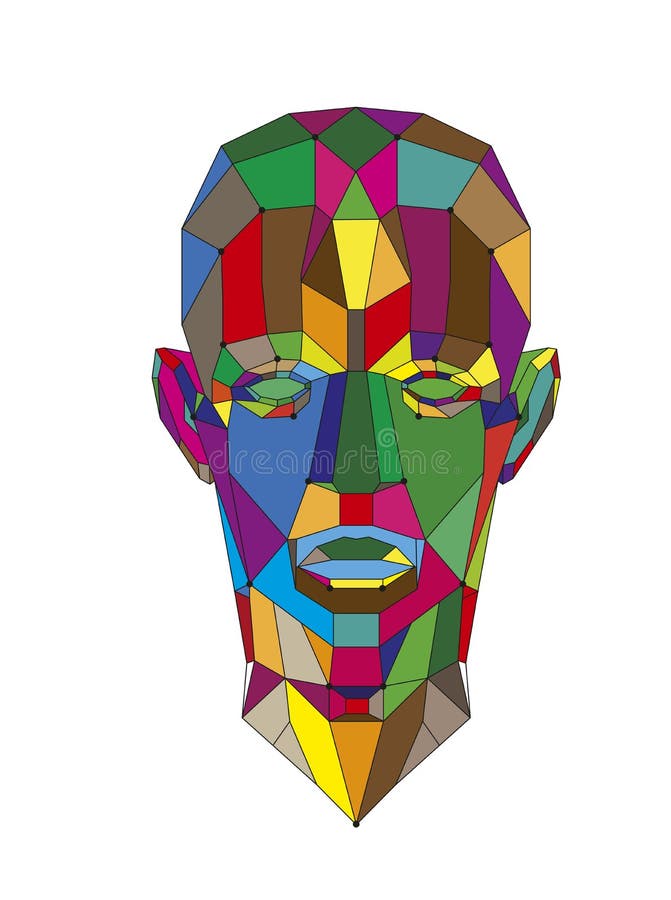 Human Head Created in Low Poly Style. Man Face Polygon Light ...