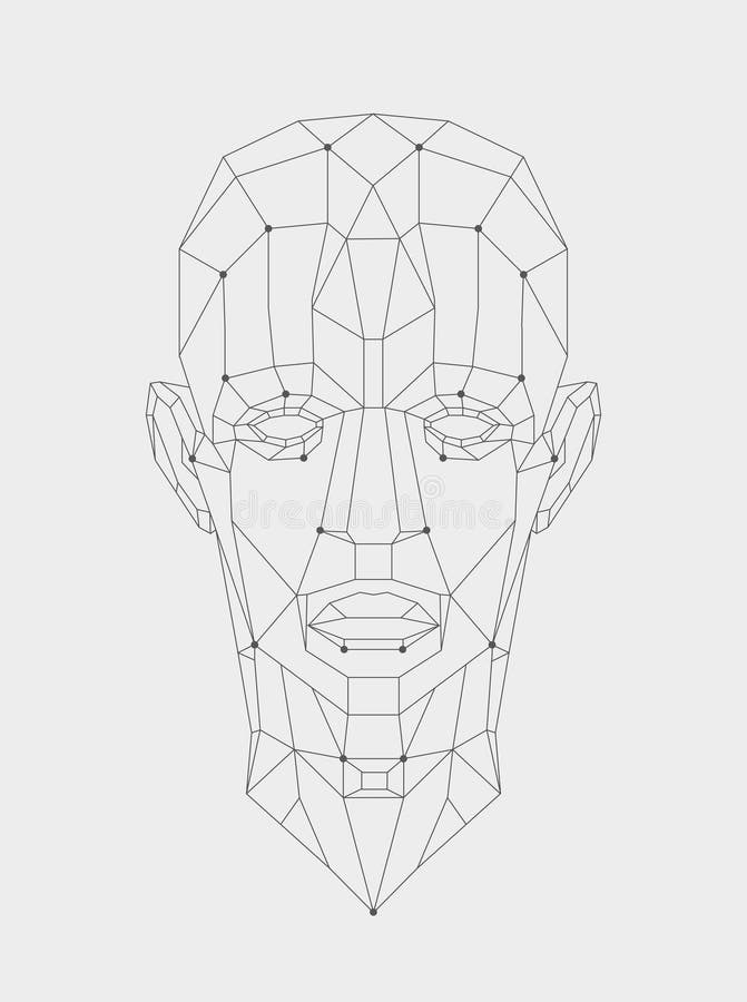 Human Head Created in Low Poly Style. Man Face Polygon Light ...