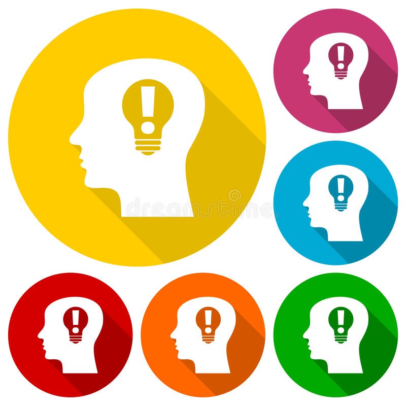 Human Head, Creative Idea Icon with Long Shadow Stock Vector ...