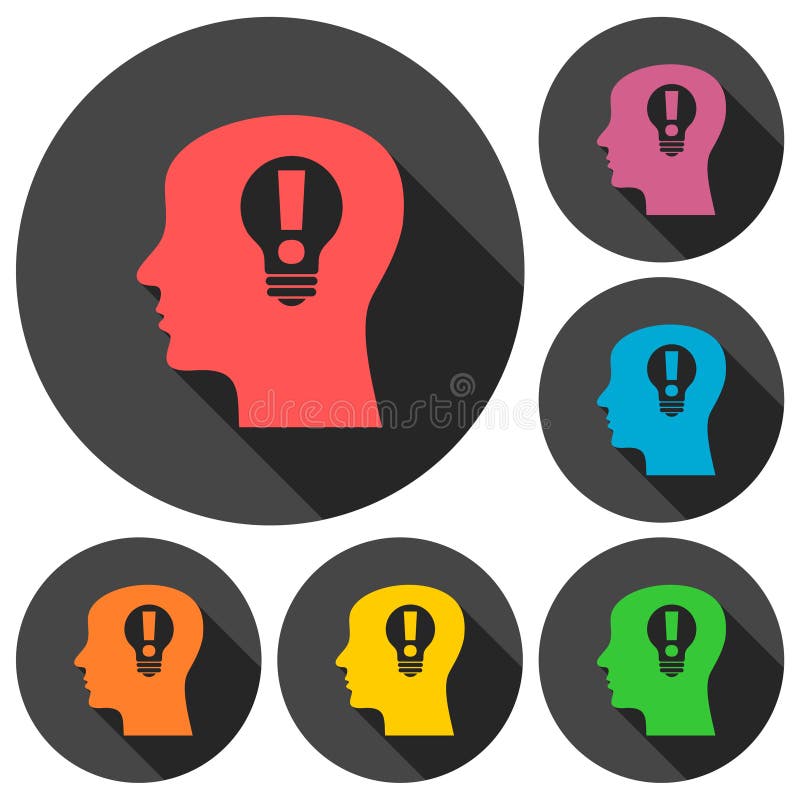 Human Head, Creative Idea Icon with Long Shadow Stock Vector ...