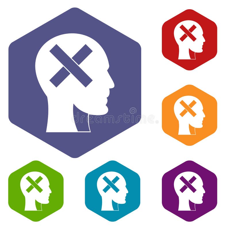 Human Head with Cross Inside Icons Set Hexagon Stock Vector ...