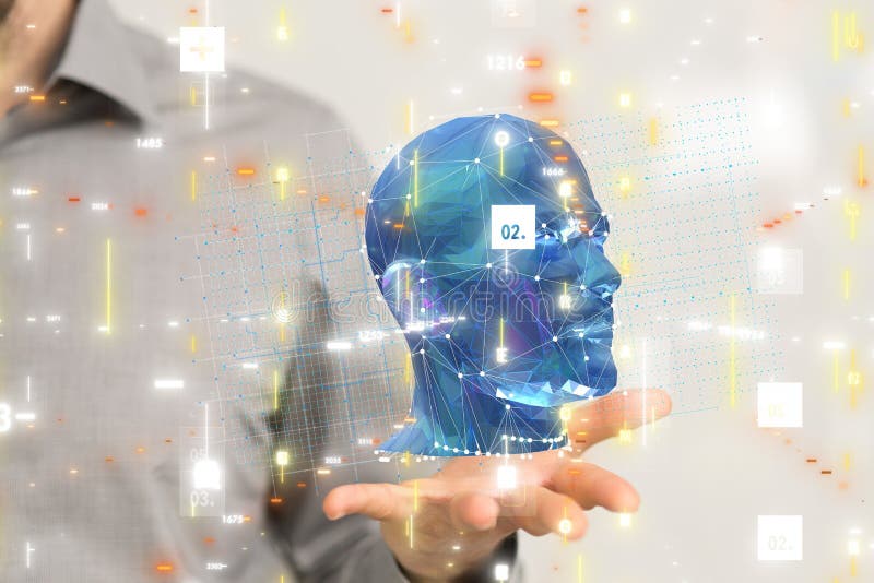 A Human Head Cyber Mind Digital Technology Stock Image - Image of brain ...