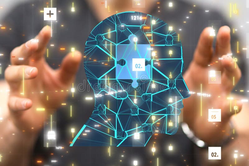 A Human Head Cyber Mind Digital Technology Stock Photo - Image of ...