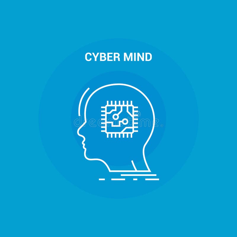 Human Head Cyber Mind Digital Technology. Cyber Brain Logo Future Tech ...