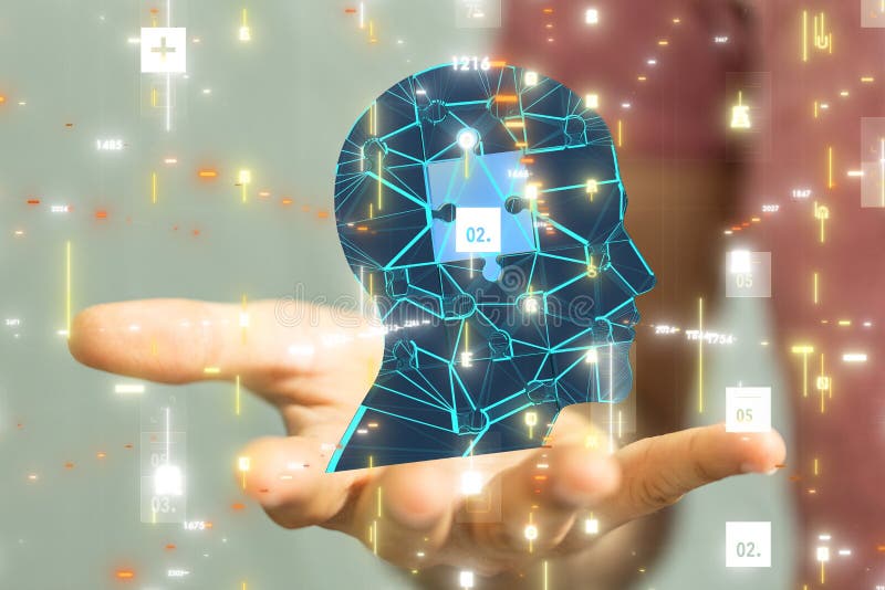 A Human Head Cyber Mind Digital Technology Stock Image - Image of ...