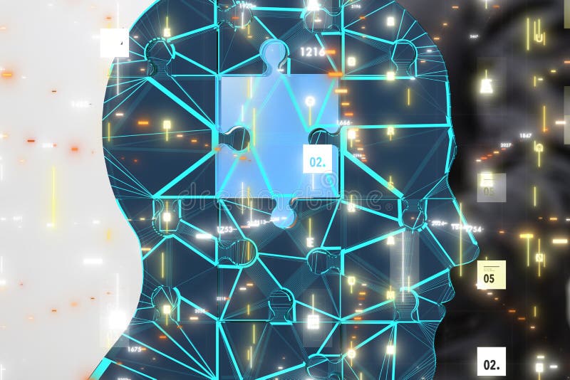 A Human Head Cyber Mind Digital Technology Stock Image - Image of blue ...